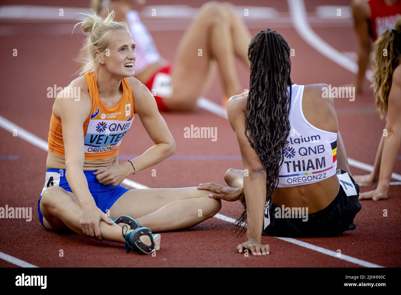 EUGENE - Anouk Vetter celebrates second place, with winner Nafissatou ...