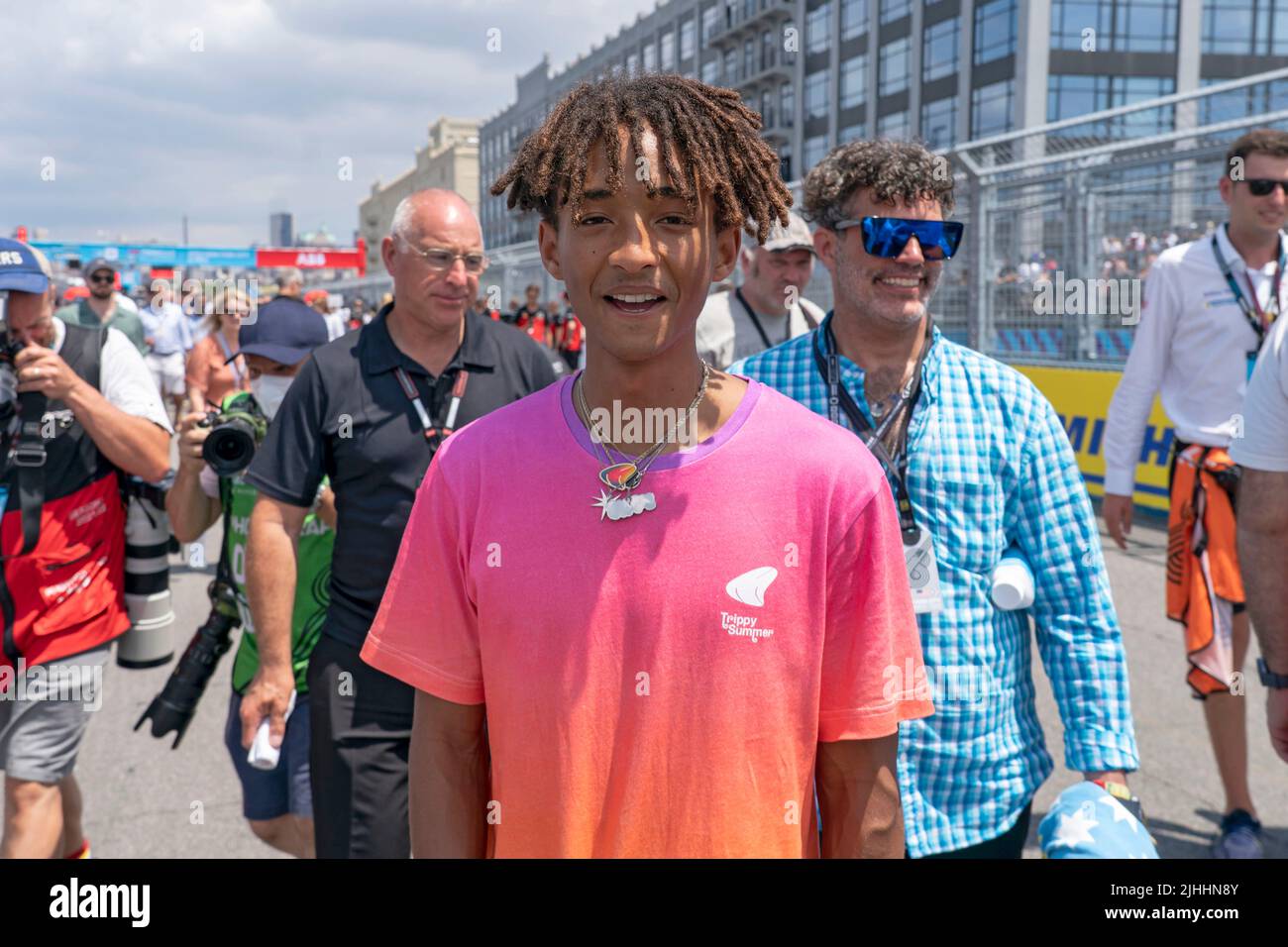 NEW YORK, NY - JULY 17: Actor Jaden Smith seen walking the grid before ...