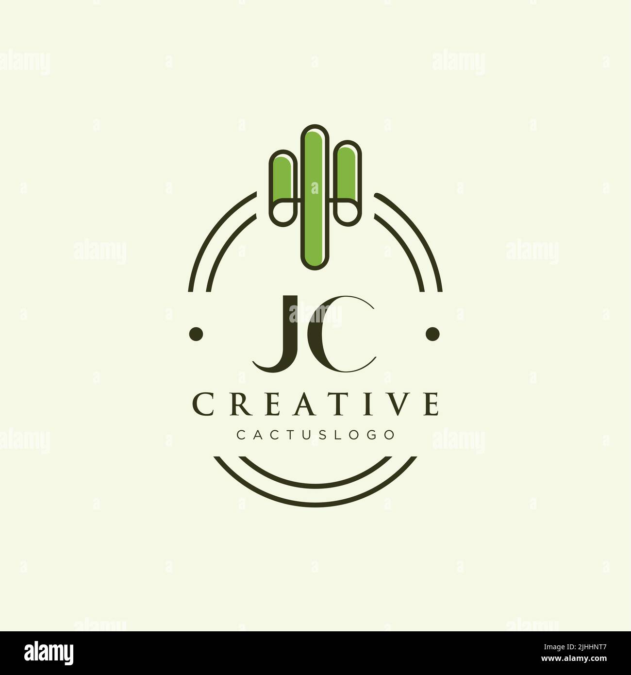 JC Initial letter green cactus logo template vector Stock Vector Image ...