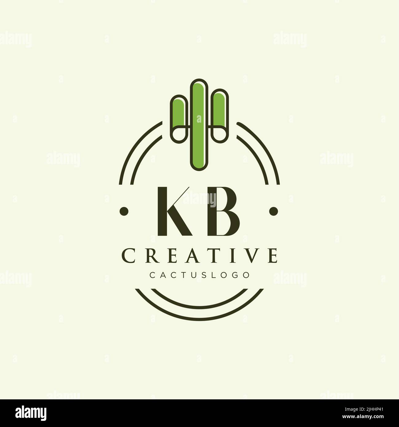 KB Initial letter green cactus logo template vector Stock Vector Image ...