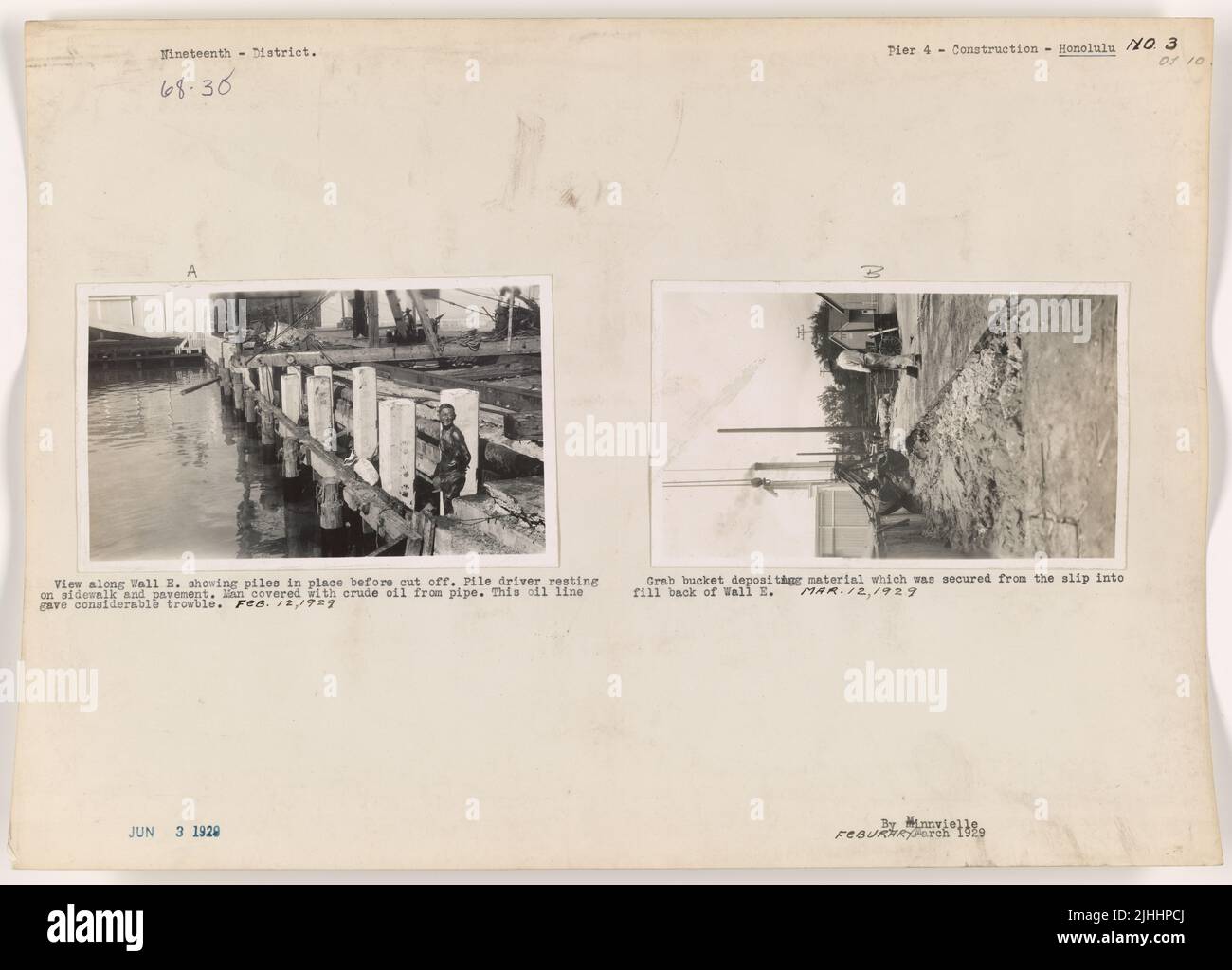 HI - Honolulu. Pier 4 Construction, Honolulu, Oahu, Hawaii. Grab bucket ...