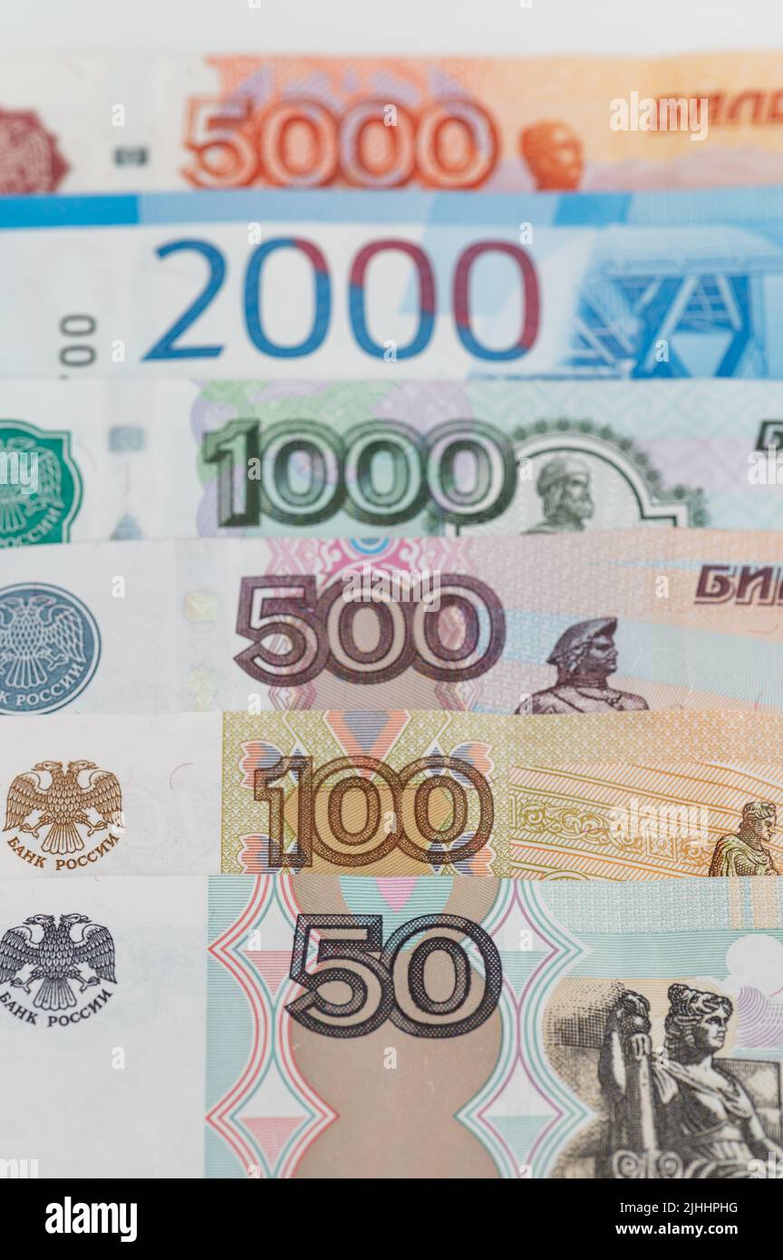 Russian rubles background. Money background and texture. Banknotes of ...