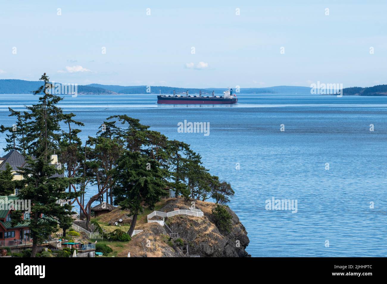 Bulk carrier passing through Swanson Channel, North Pender Island ...