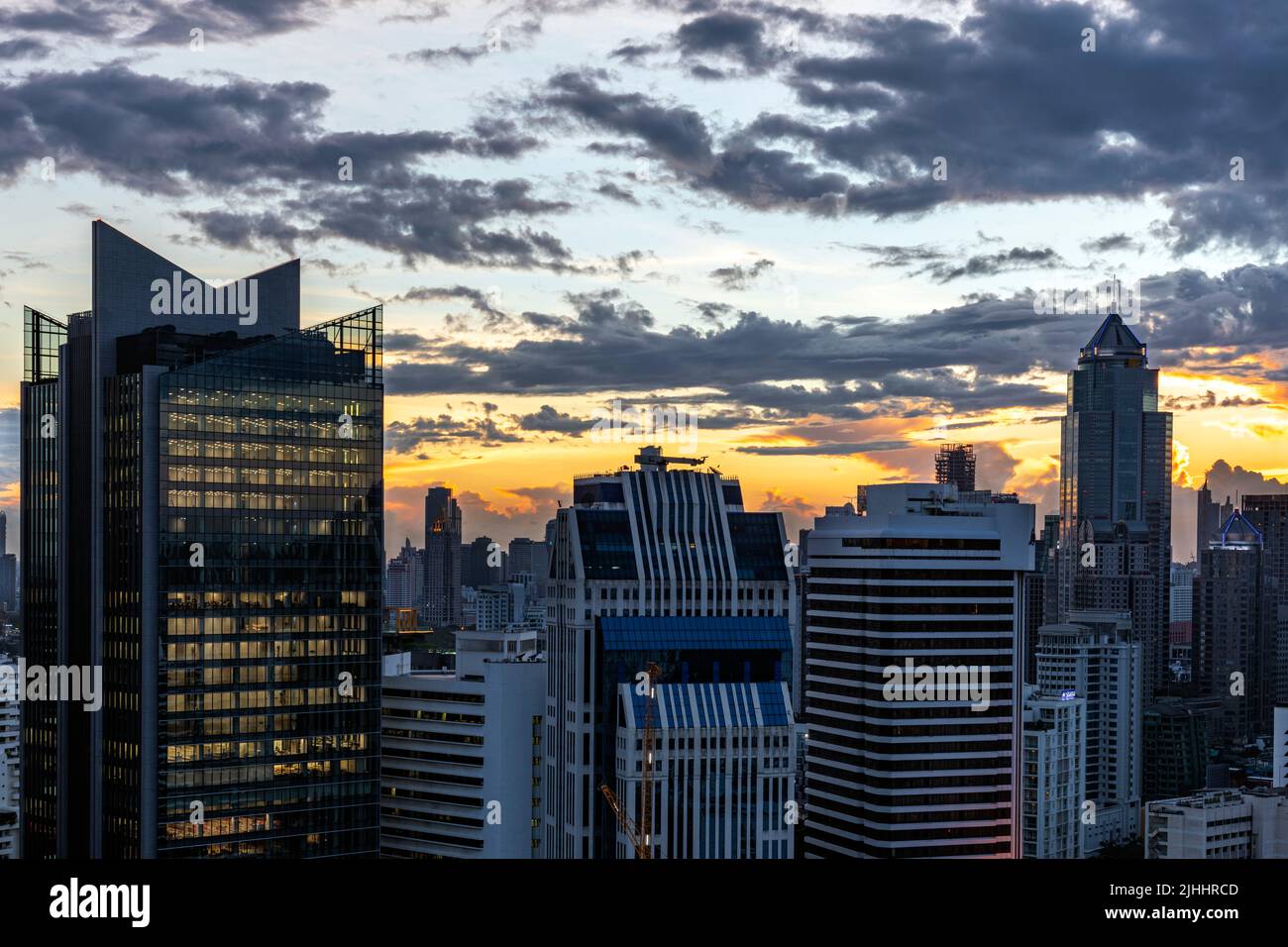 Bangkok city sunset skyline landscape, evening, Thailand Stock Photo ...