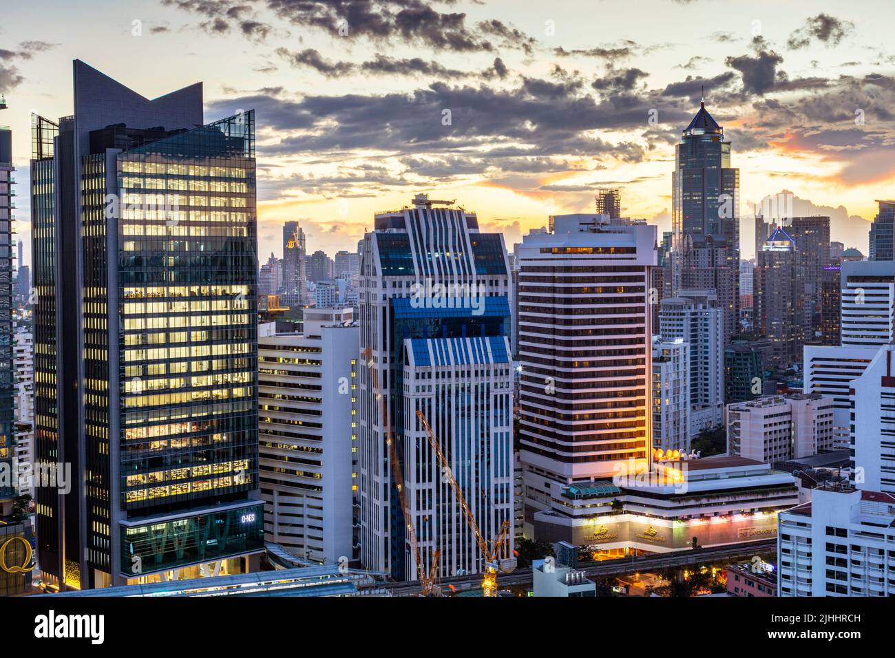 Bangkok city sunset skyline landscape, evening, Thailand Stock Photo ...