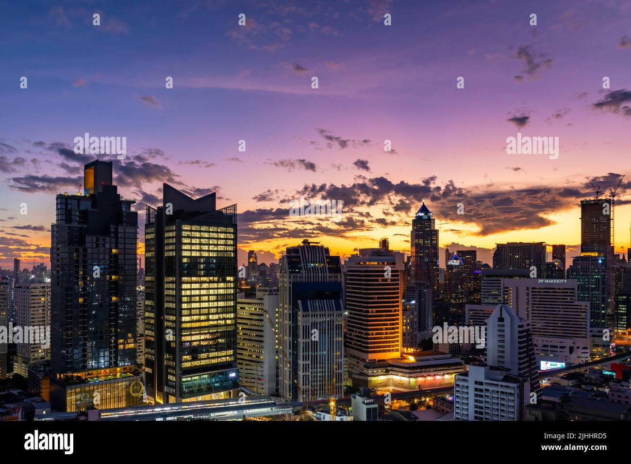 Bangkok city sunset skyline landscape, evening, Thailand Stock Photo ...