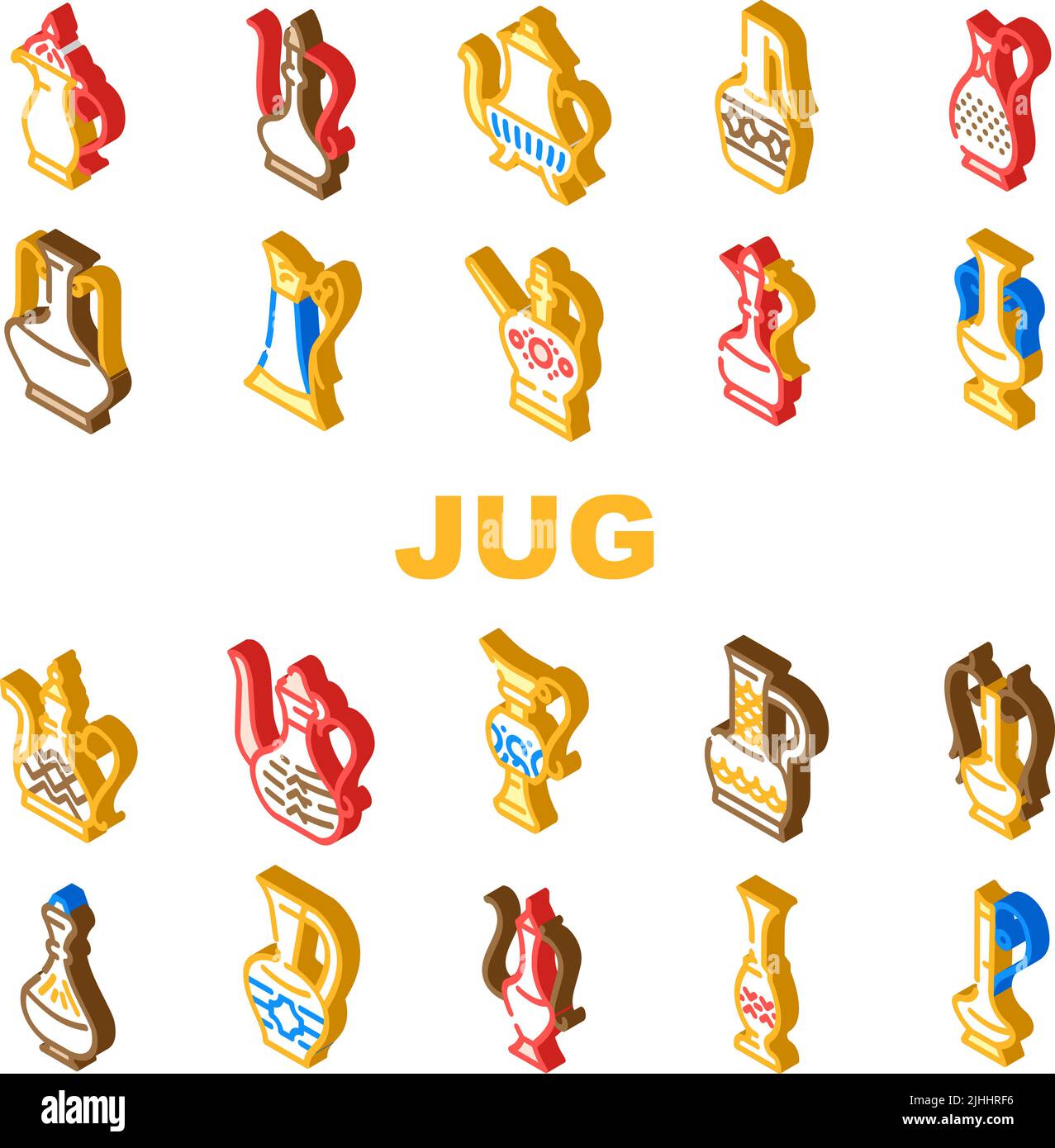 Arabic Jug Traditional Container Icons Set Vector Stock Vector Image ...