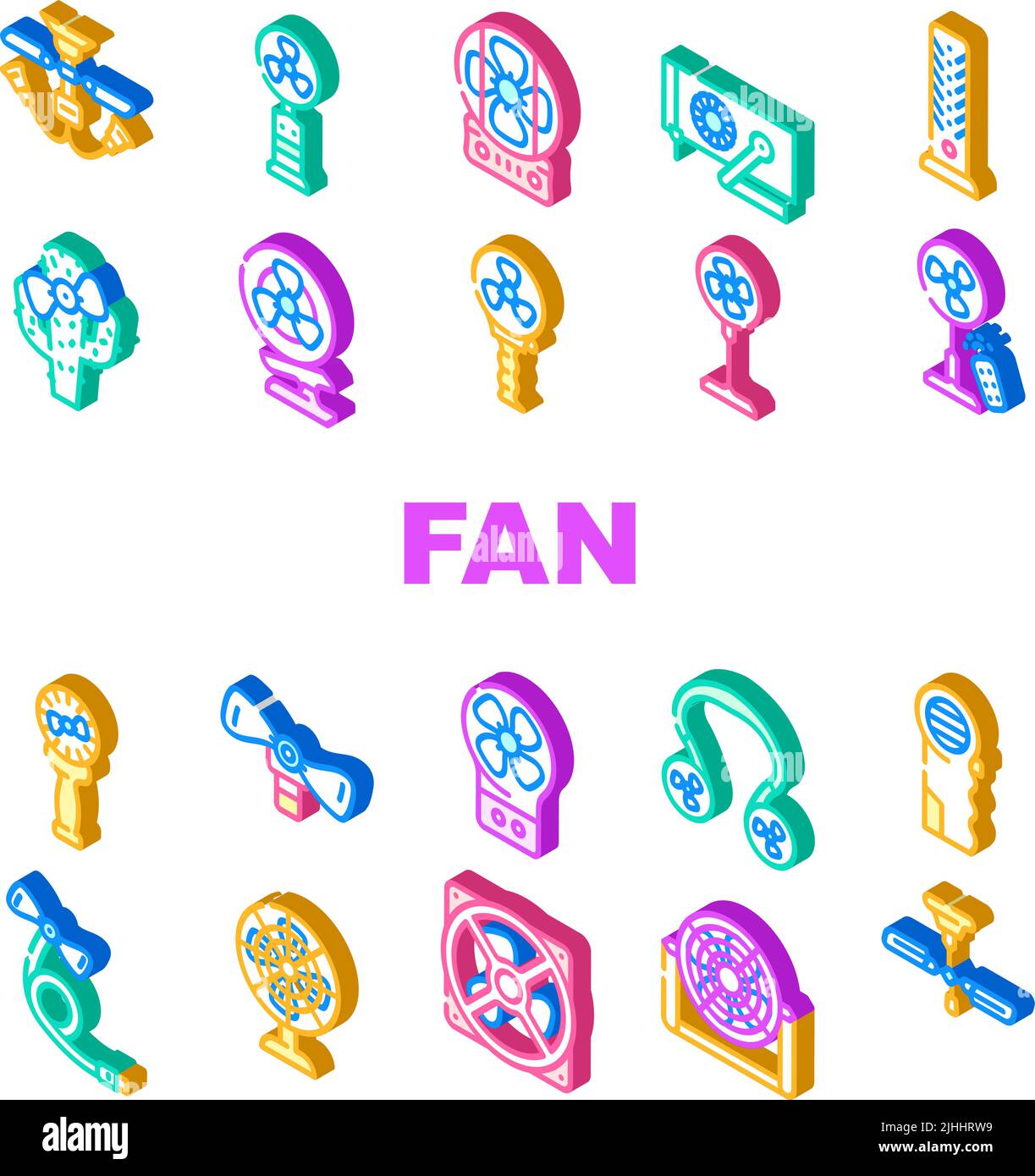 Fan Electronic Cooling Device Icons Set Vector Stock Vector Image & Art ...