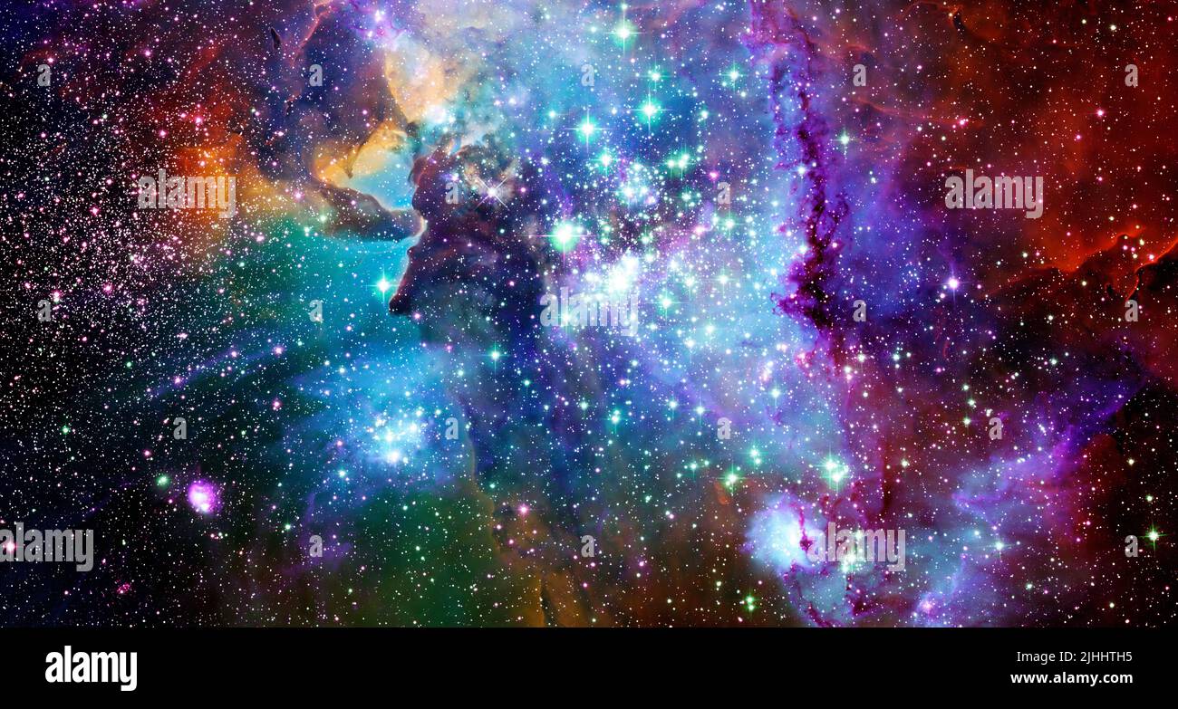 Multicolor outer space. Star field and nebula in deep space many light ...