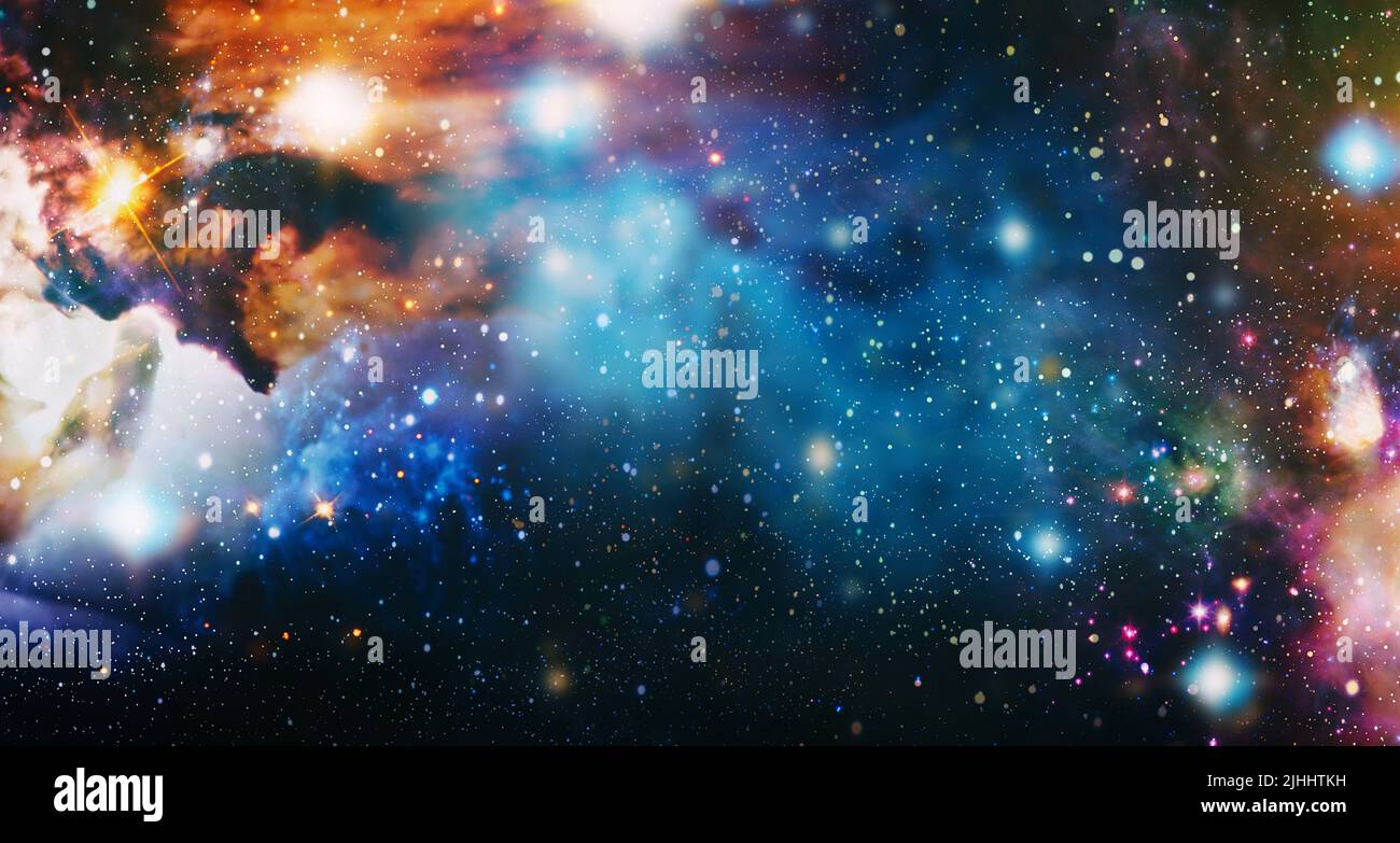 Multicolor outer space. Star field and nebula in deep space many light ...