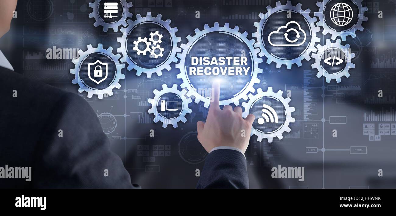 DIsaster recovery Backup Data protection. Internet technology concept ...