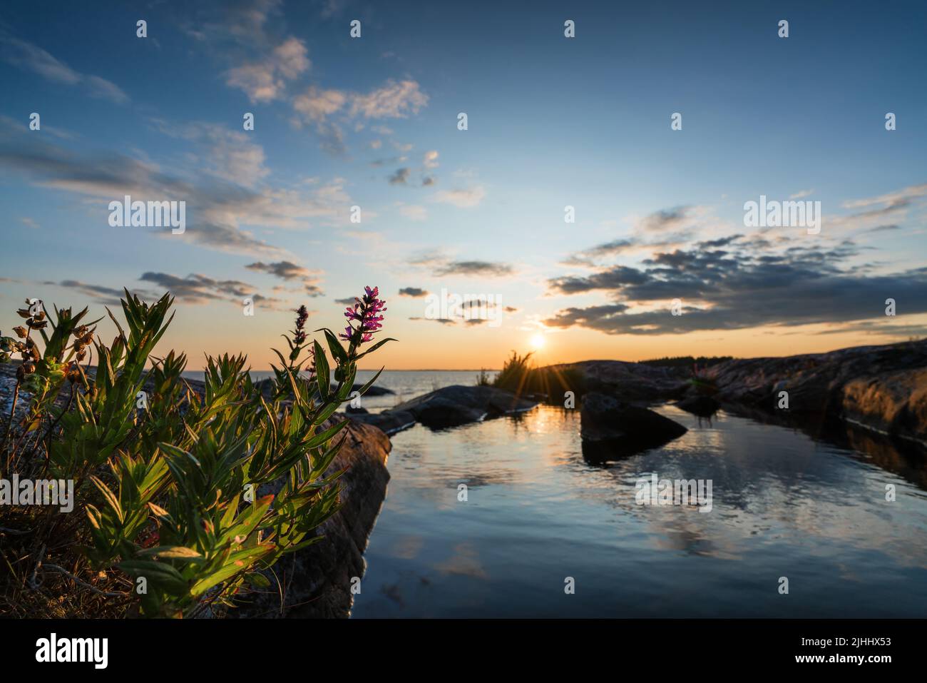 Sunset seen at Kutuhället island, Sipoo, Finland Stock Photo - Alamy