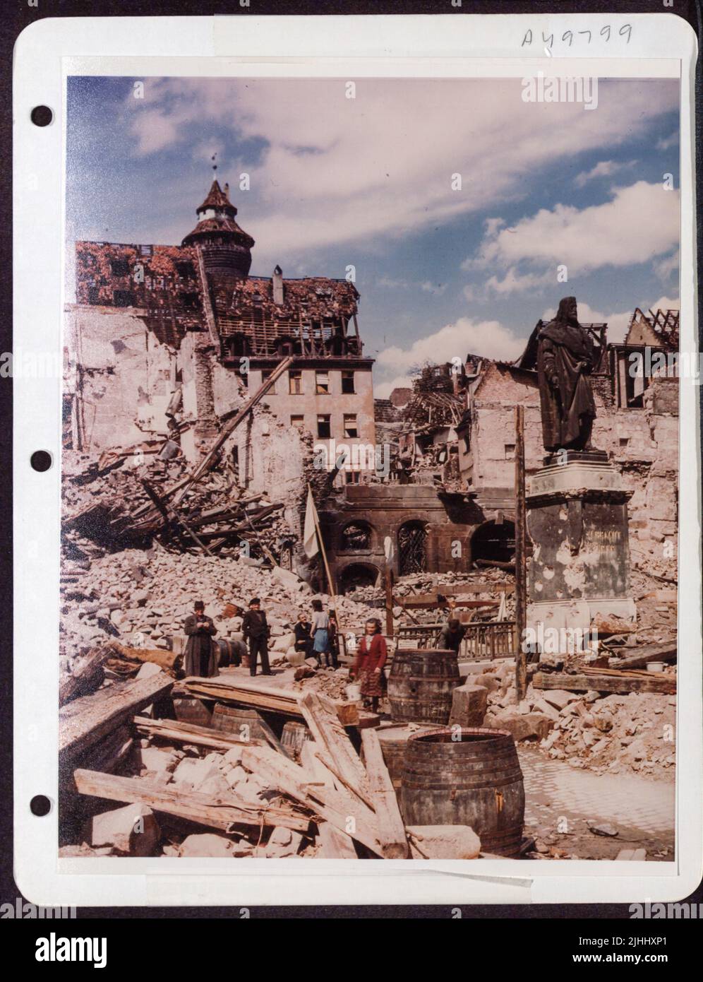 Nuremburg, Germany. A Street Square, Filled With Rubble And Timbers ...