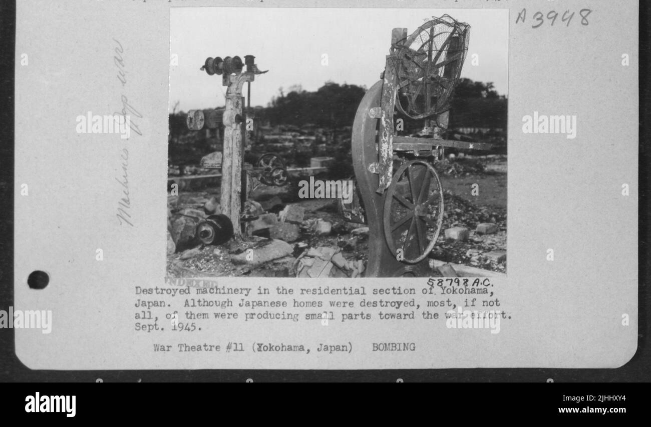 Destroyed Machinery In The Residential Section Of Yokohama, Japan ...