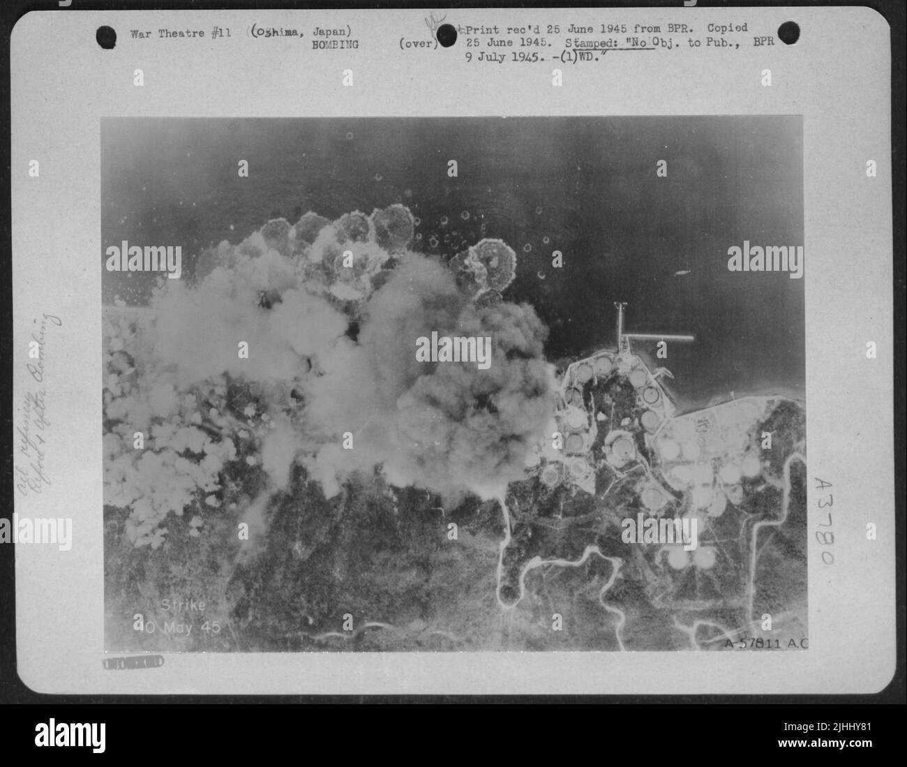 During Strike Photo Of The Oshima Naval Oil Storage Oshima Japan