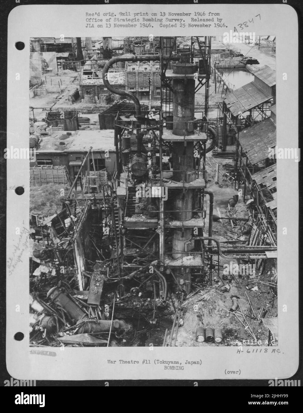 The Results Of A Direct Bomb Hit On A Crude Oil Refinery At Tokuyama ...