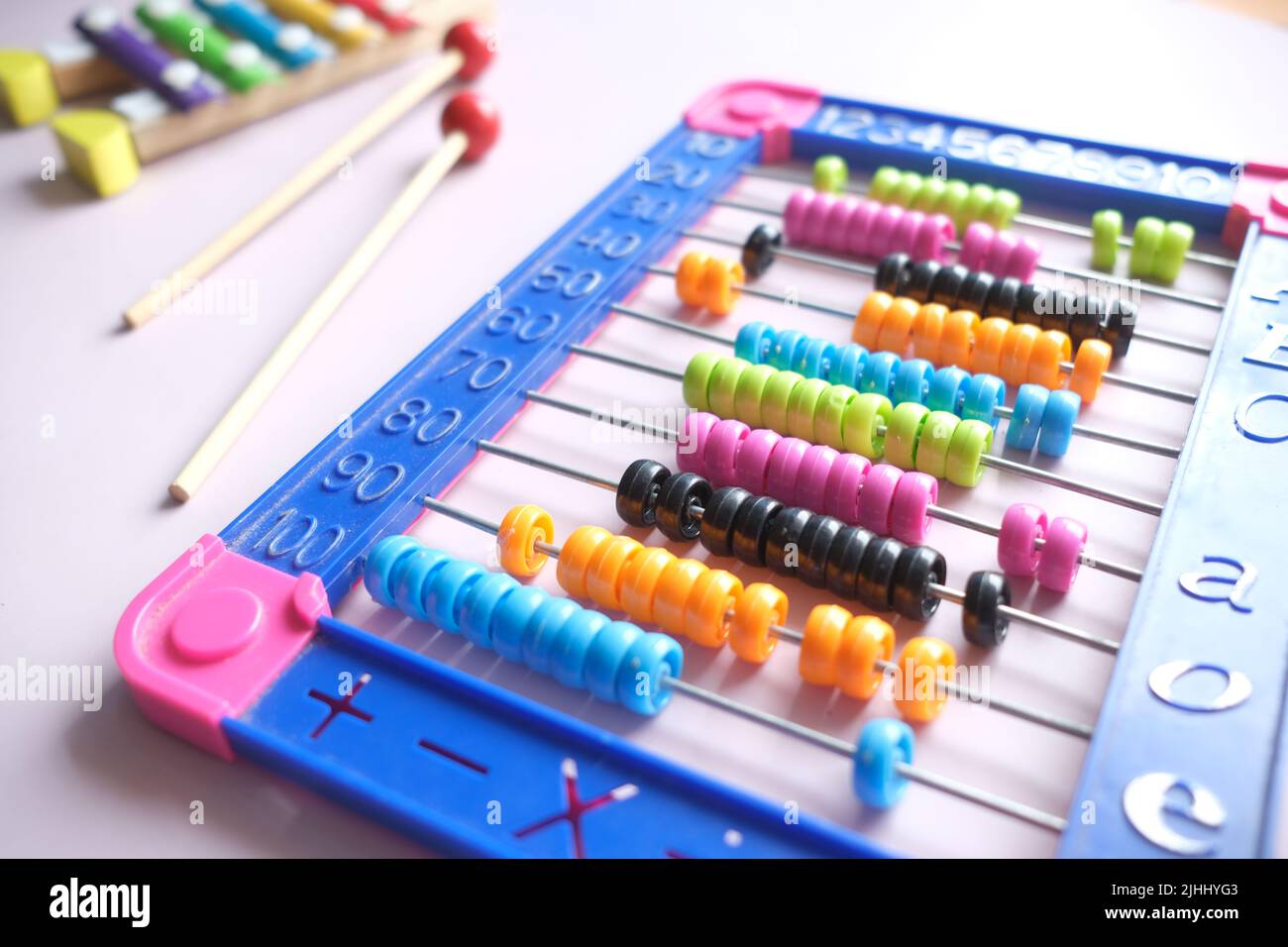 counting math learning toy on table Stock Photo - Alamy