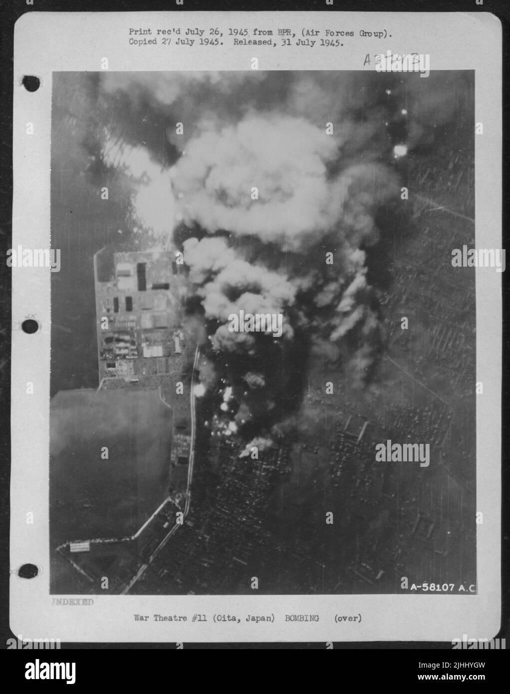 Fires Spread Through Oita, Japan, During A Night Incendiary Raid On ...