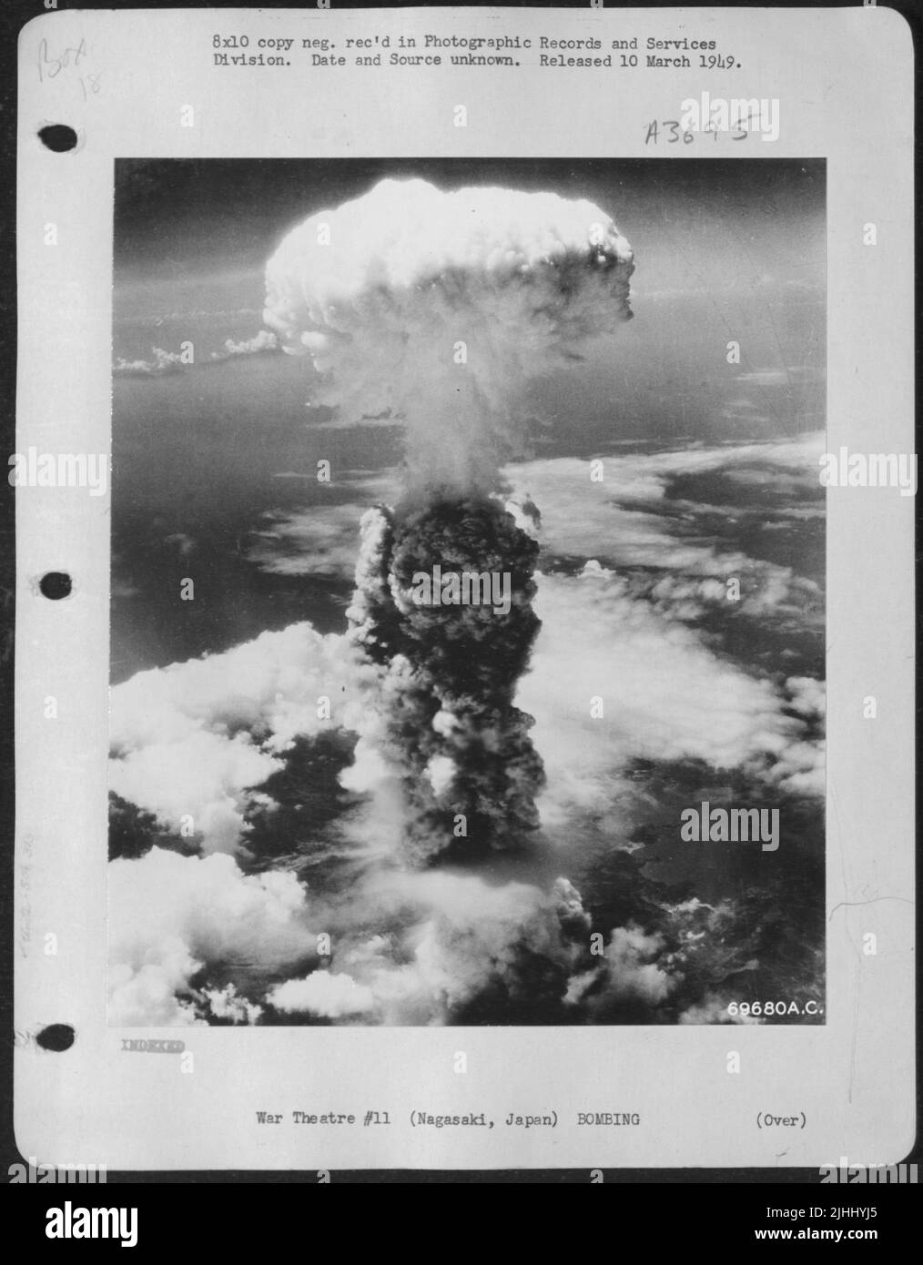 Nagasaki, Japan Under Atomic Bomb Attack On 9 August 1945. Two Planes ...