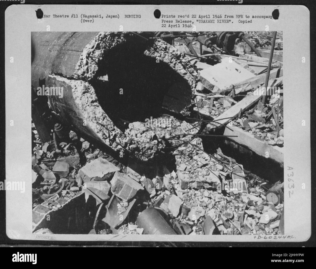 Urakami River. Nagasaki...Chimney Knocked Down 1/4 Mile From Explosion ...