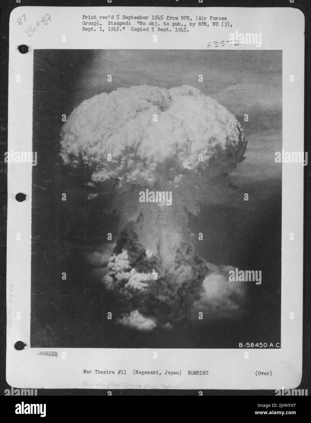 Nagasaki, Japan, Under Atomic Bomb Attack On 9 August 1945. Two Planes ...