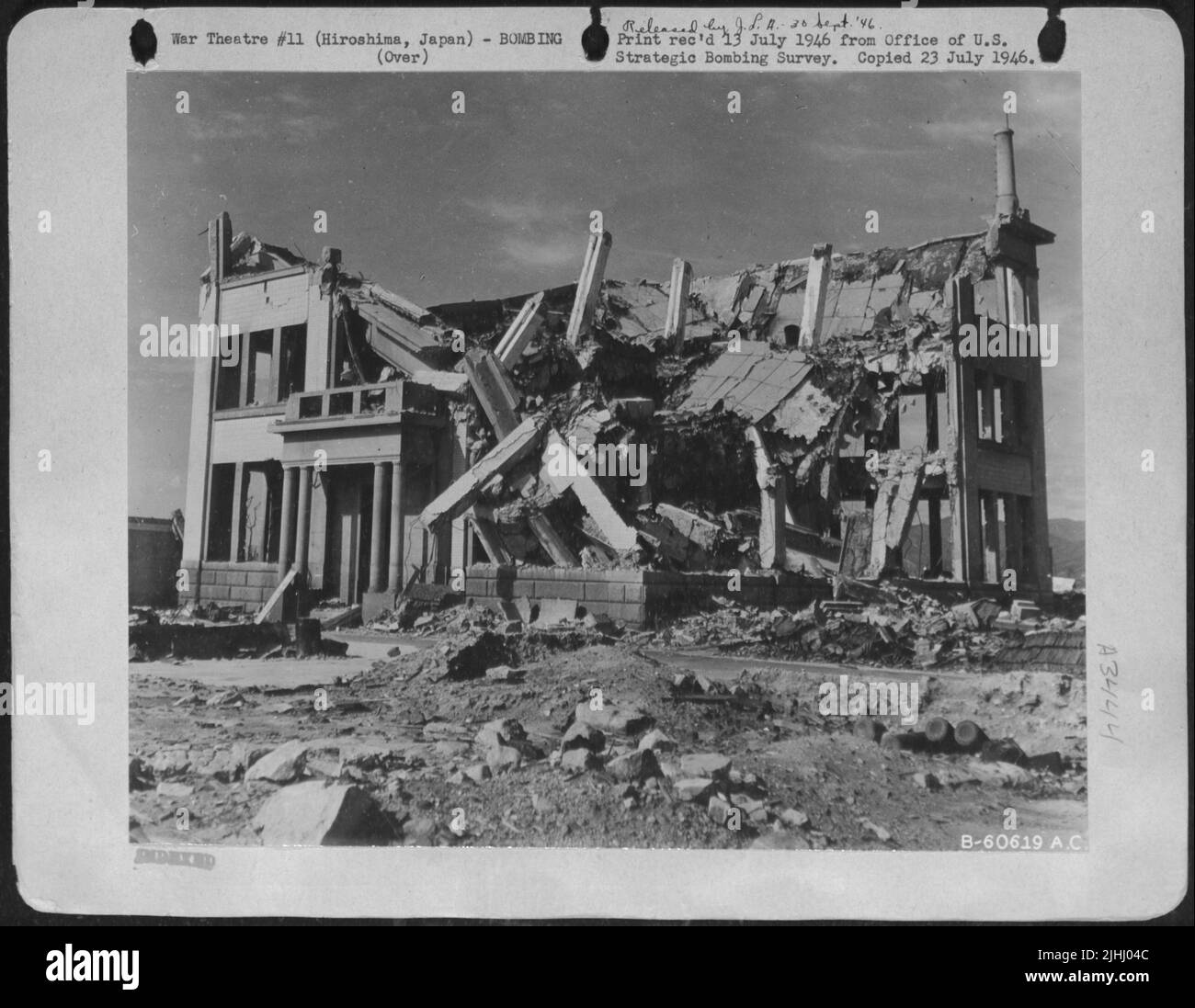 Front Entrance Of The Hiroshima Gas Co. Building. 7 October 1945 Stock ...