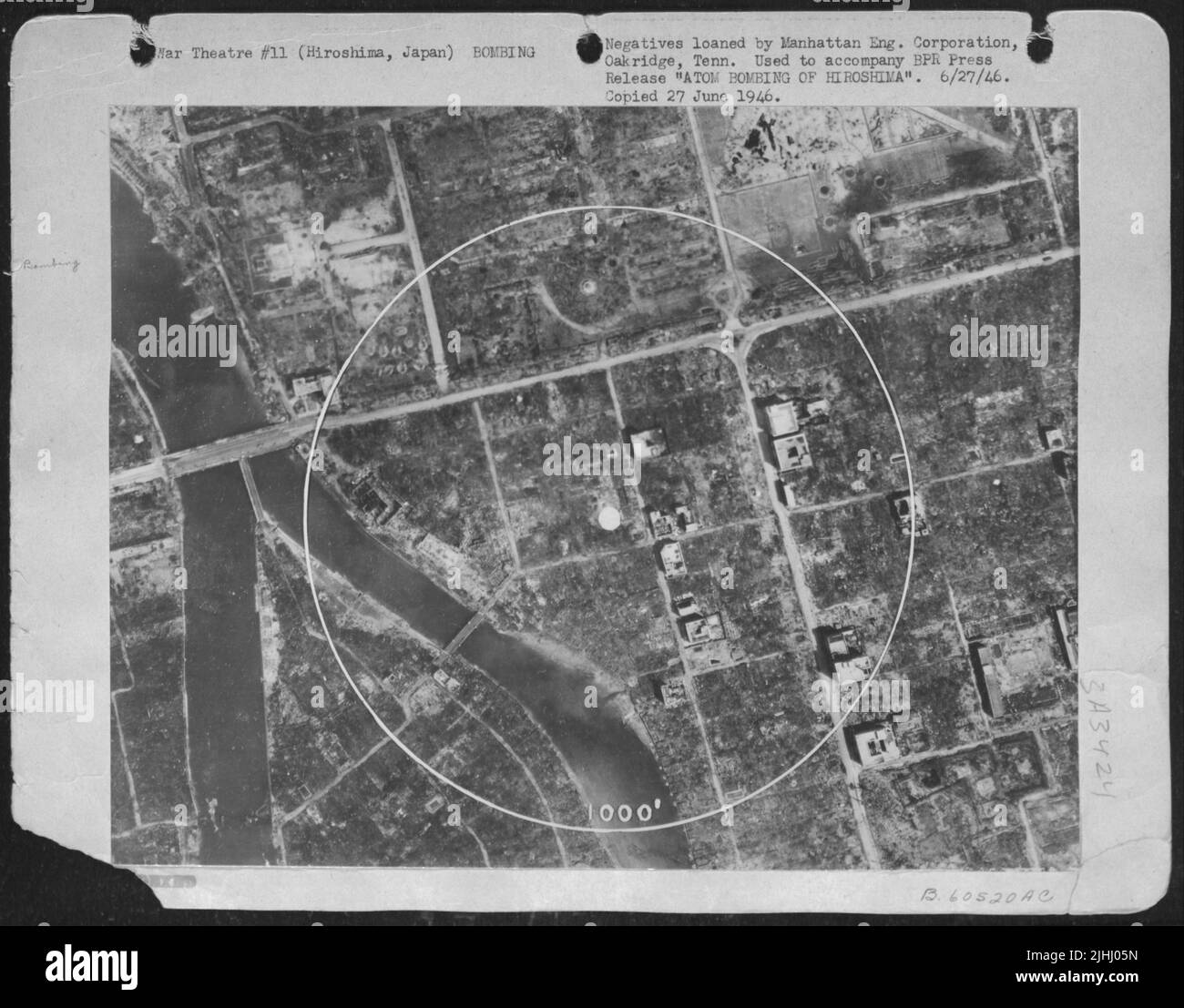 Atom Bombing Of Hiroshima. Aerial View Looking Directly Down On X In ...