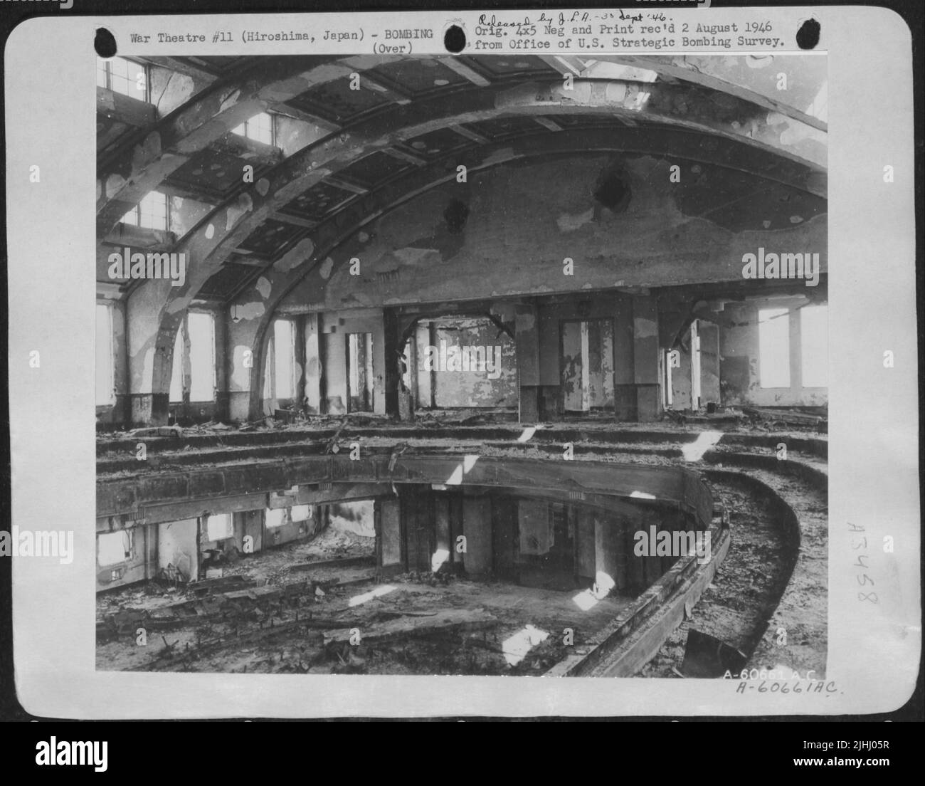 Interior View Of Atomic Bomb Damage To Hiroshima City Hall. Hiroshima ...
