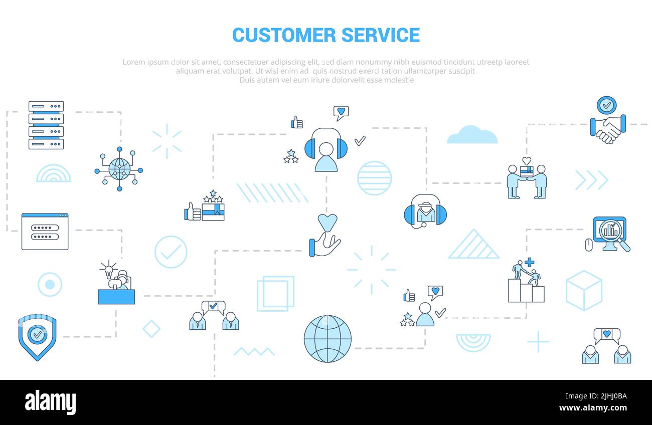 customer service concept with icon set template banner with modern blue ...