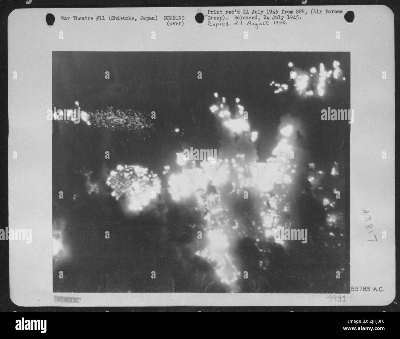 STRIKE AT NIGHT; Fires spread throughout Shizuoka, Japan during a night ...
