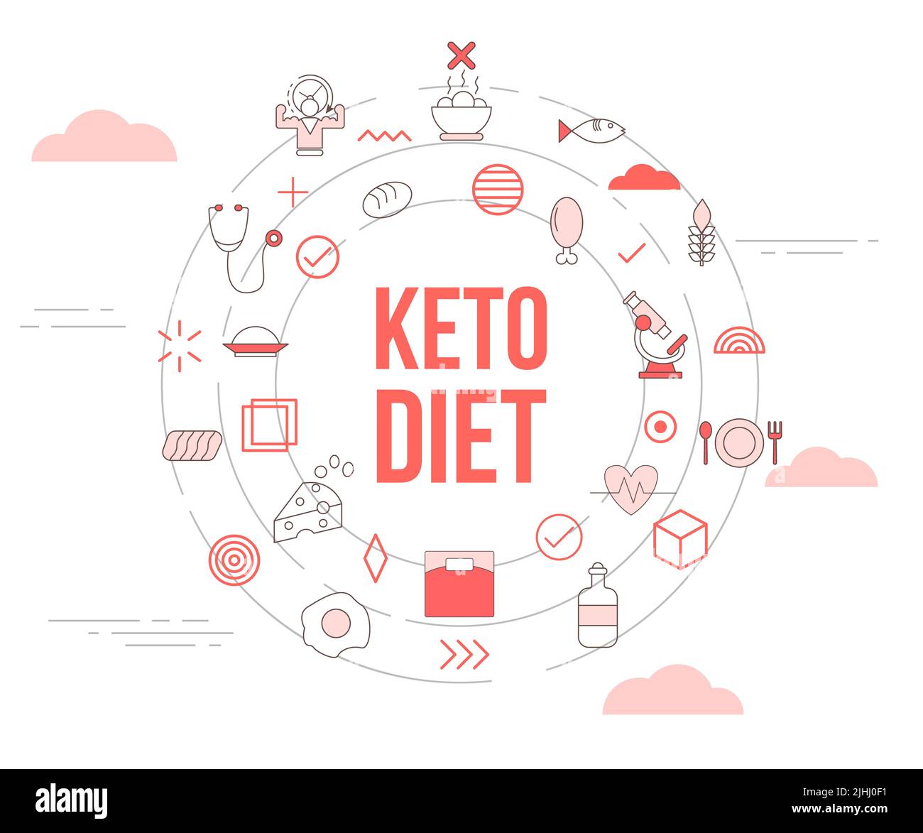 keto diet concept with icon set template banner and circle round shape ...
