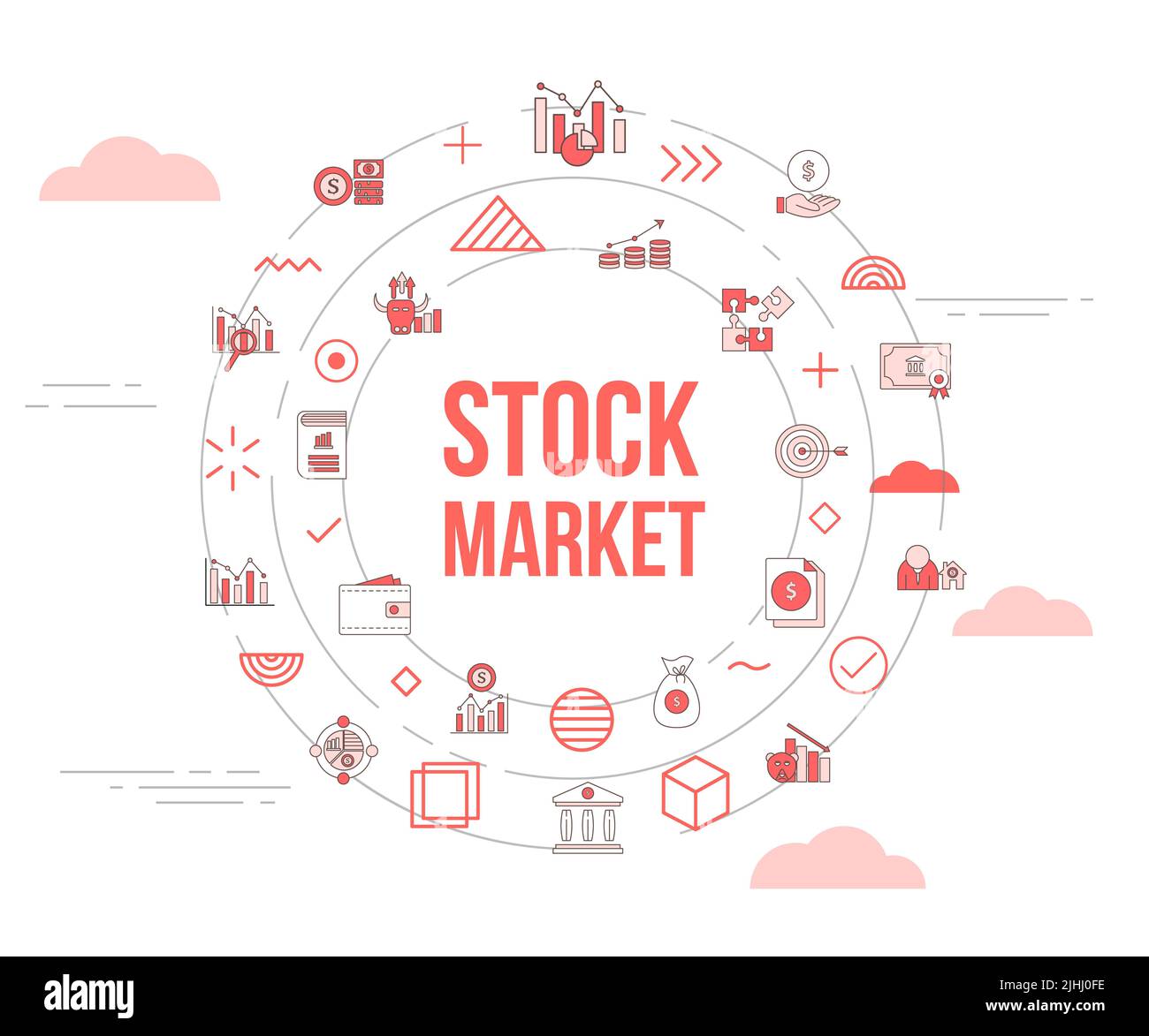 stock market concept with icon set template banner and circle round ...