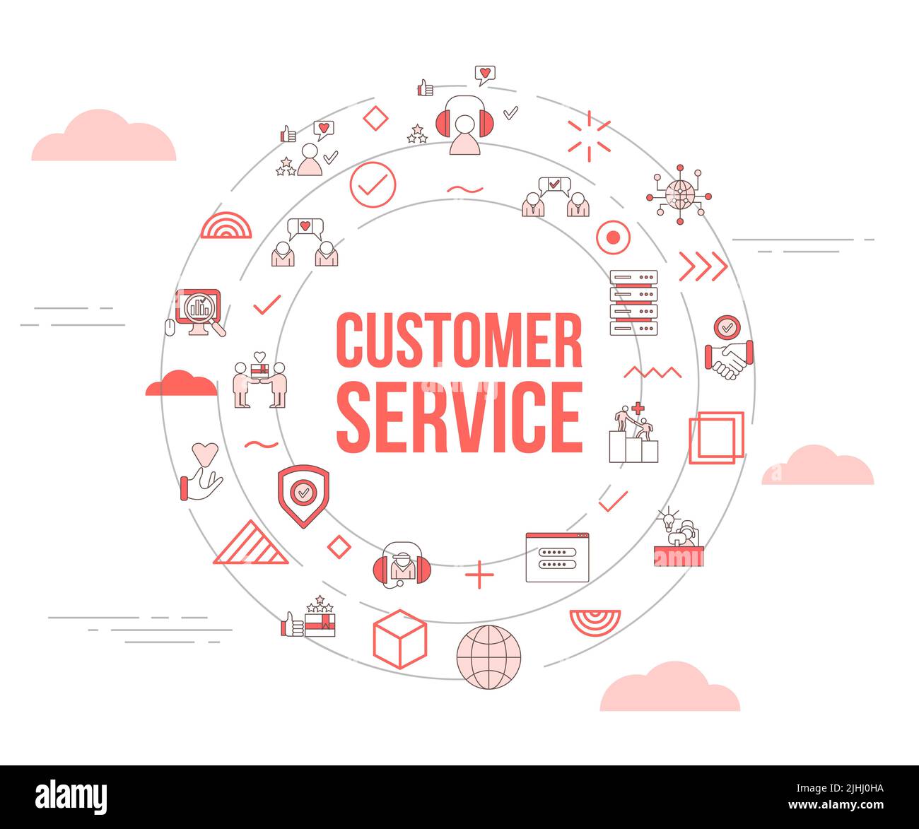 customer service concept with icon set template banner and circle round ...