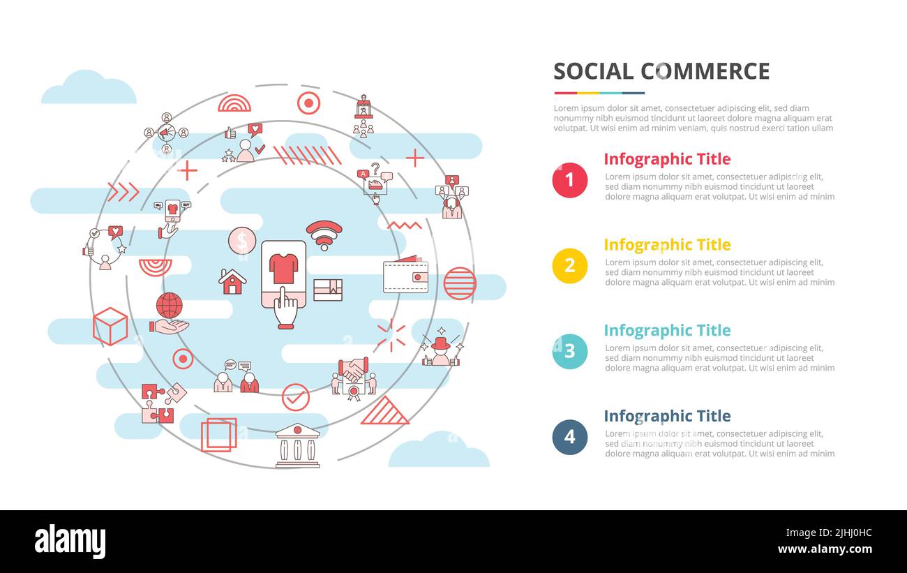 social commerce concept for infographic template banner with four point ...