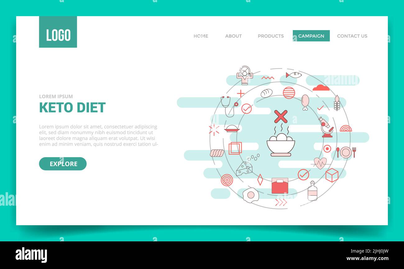 keto diet concept with circle icon for website template or landing page ...