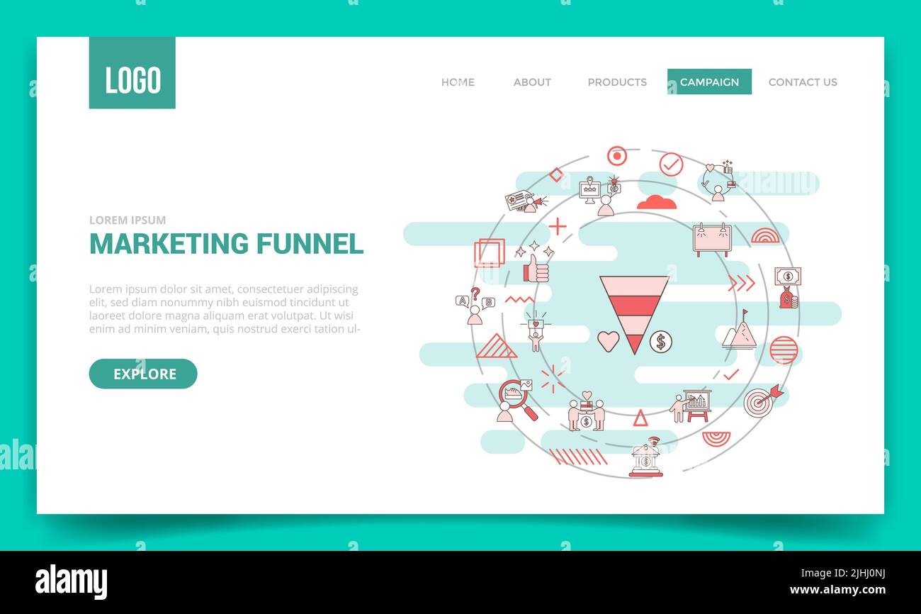 marketing funnel concept with circle icon for website template or ...