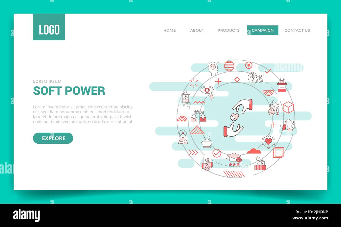 soft power concept with circle icon for website template or landing ...