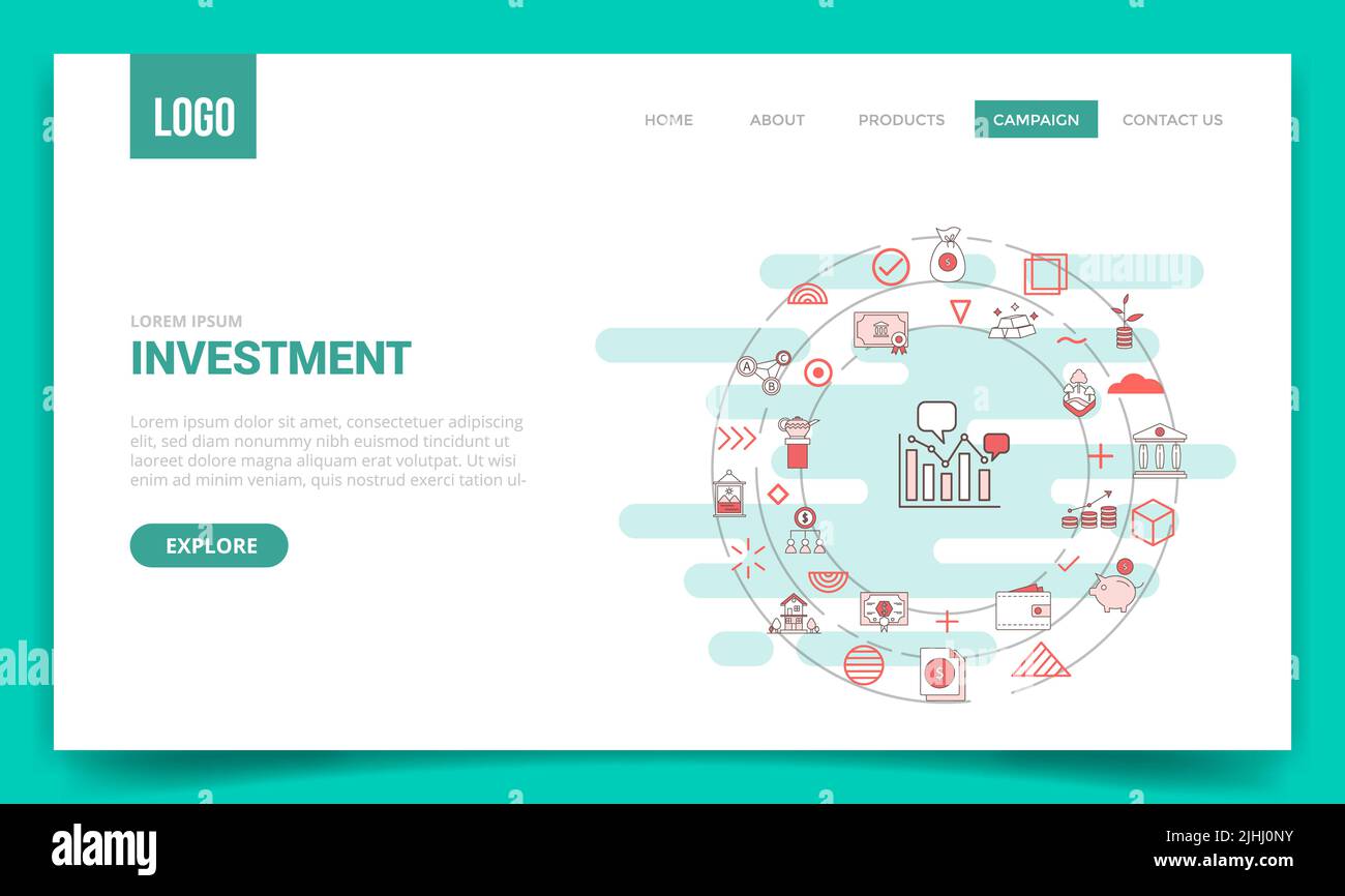 investment concept with circle icon for website template or landing ...