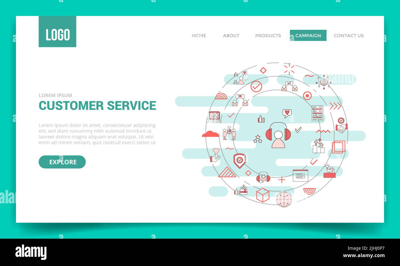 customer service concept with circle icon for website template or ...
