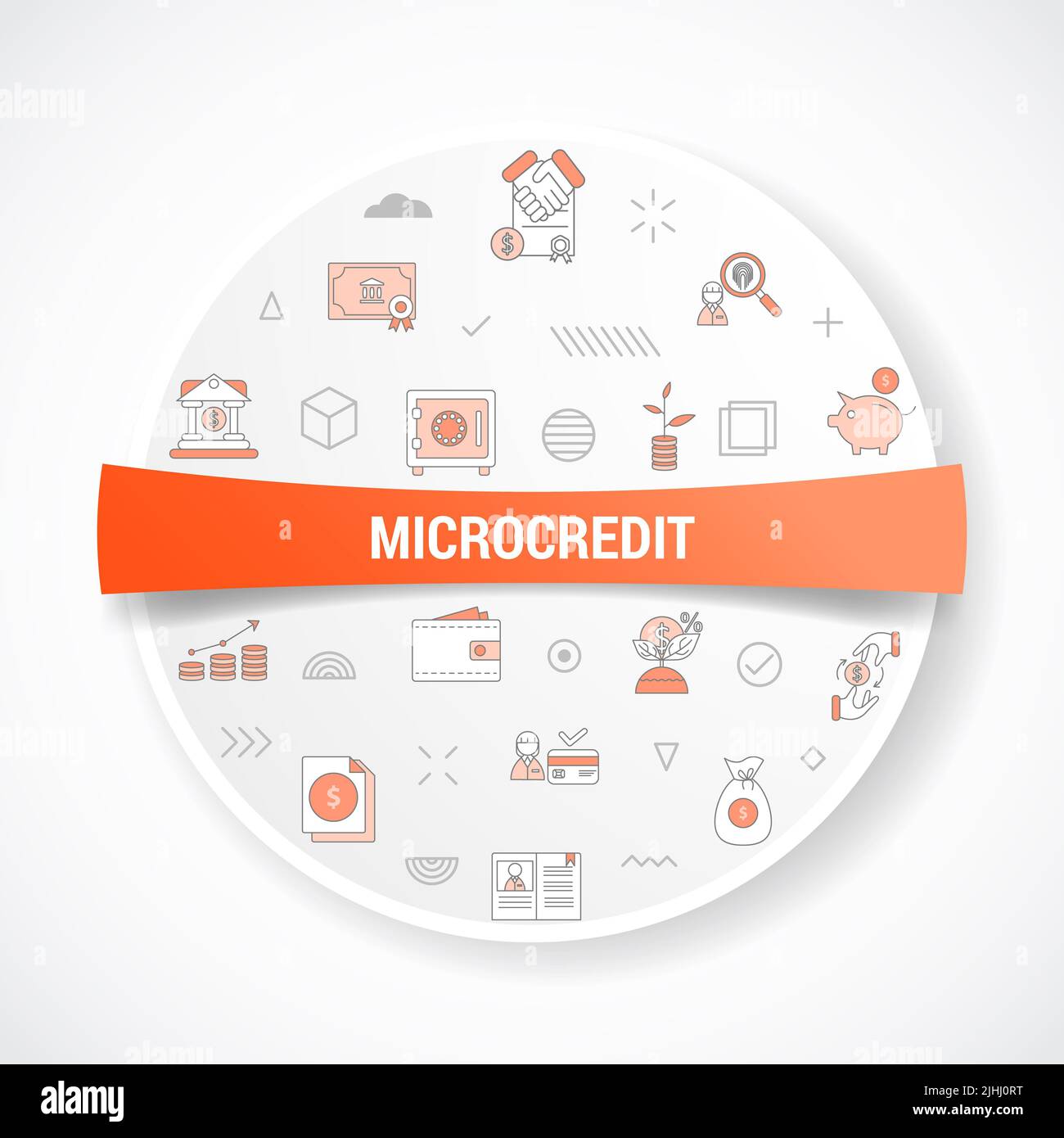 microcredit concept with icon concept with round or circle shape for ...