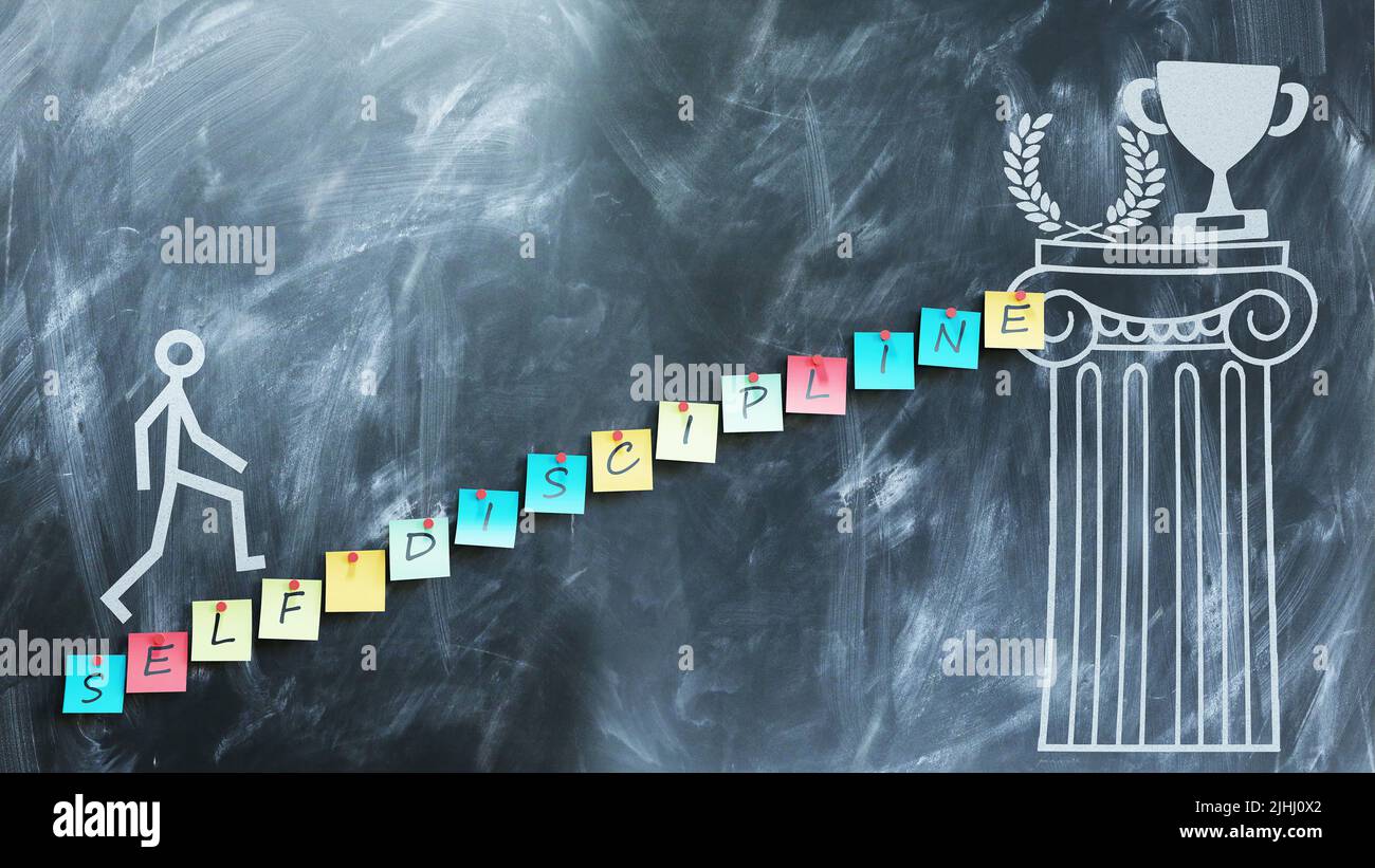 Self discipline make steps to success hi-res stock photography and ...