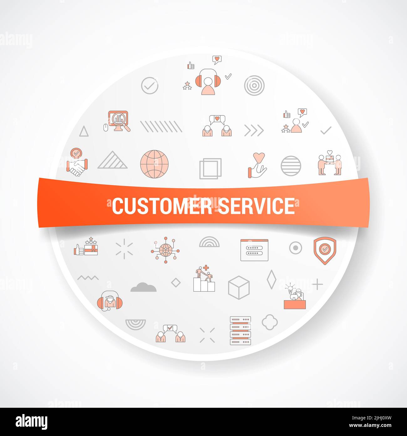 customer service concept with icon concept with round or circle shape ...