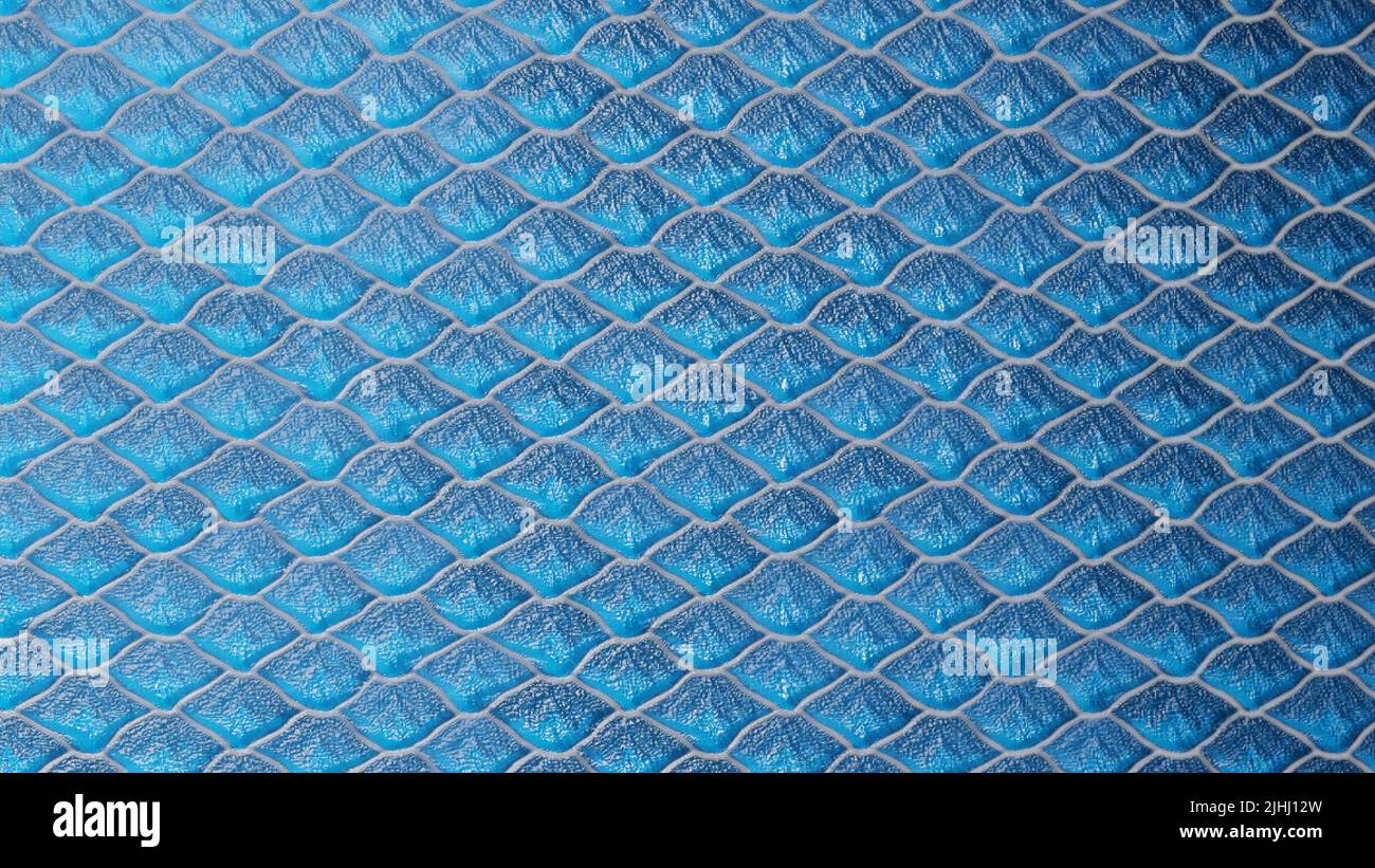 3D rendering. Blue ceramic tiles on the wall with wave pattern. Ceramic ...