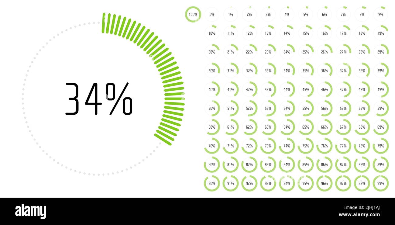 Set of circle percentage progress bar diagrams meters from 0 to 100 ...