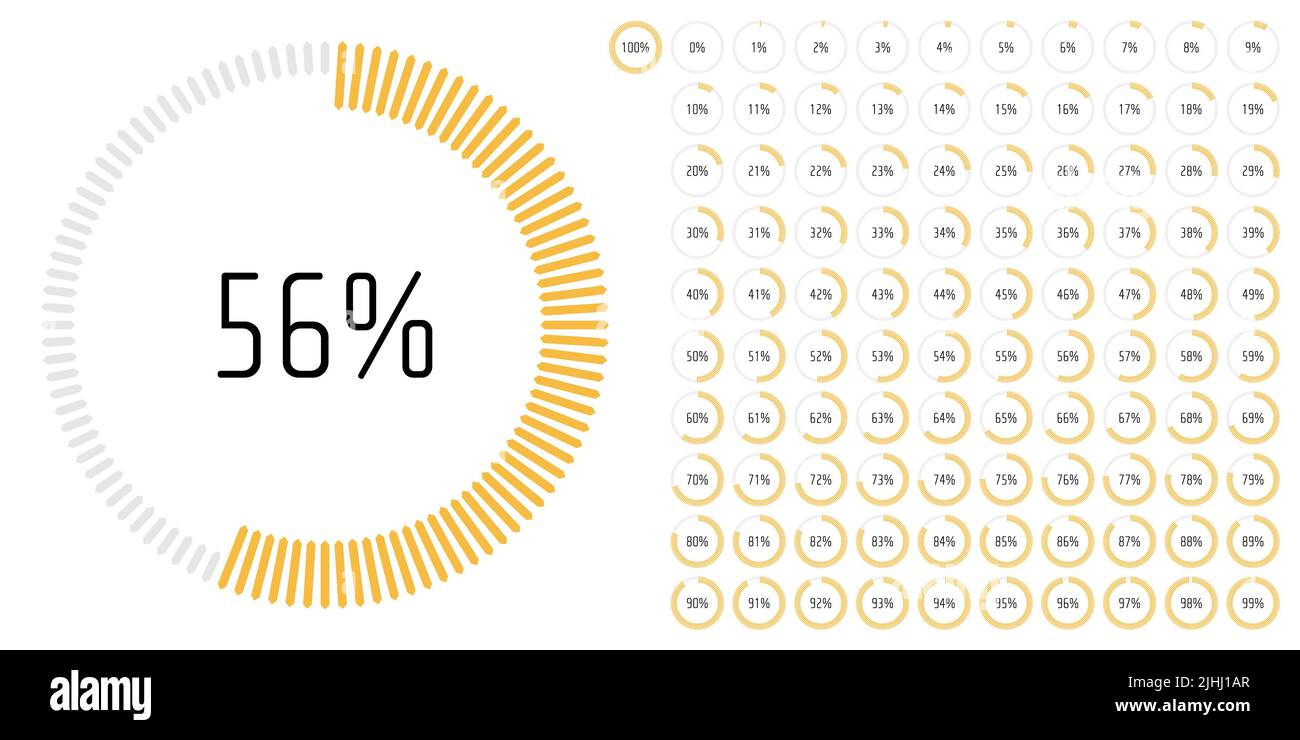 Set of circle percentage progress bar diagrams meters from 0 to 100 ...
