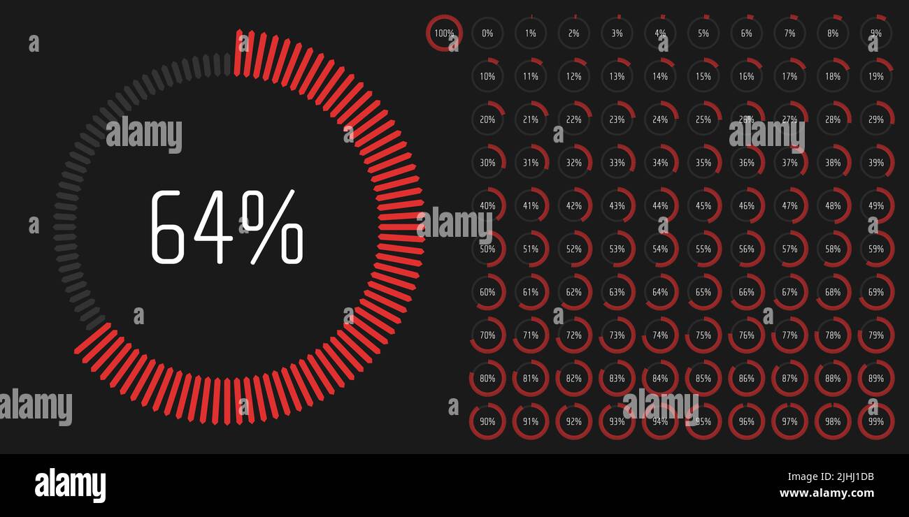 Set of circle percentage progress bar diagrams meters from 0 to 100 ready-to-use for web design ...