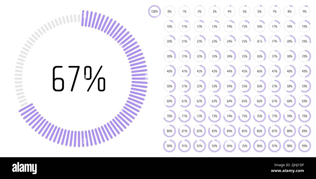 Set of circle percentage progress bar diagrams meters from 0 to 100 ...