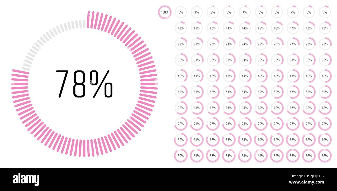 Set of circle percentage progress bar diagrams meters from 0 to 100 ...