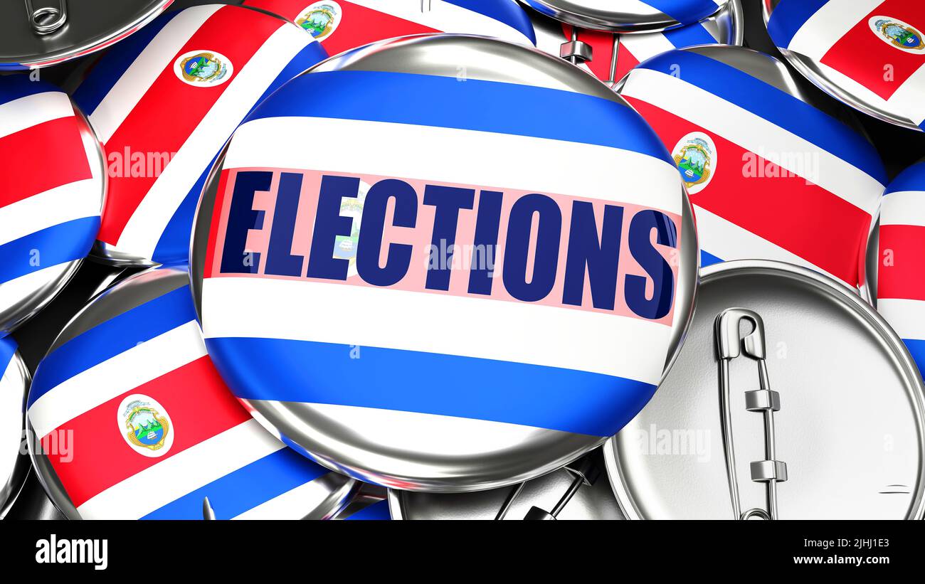 Costa Rica and Elections - dozens of pinback buttons with a flag of ...
