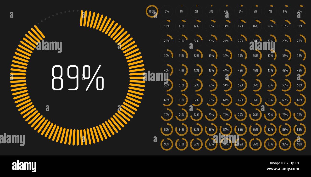 Set of circle percentage progress bar diagrams meters from 0 to 100 ...